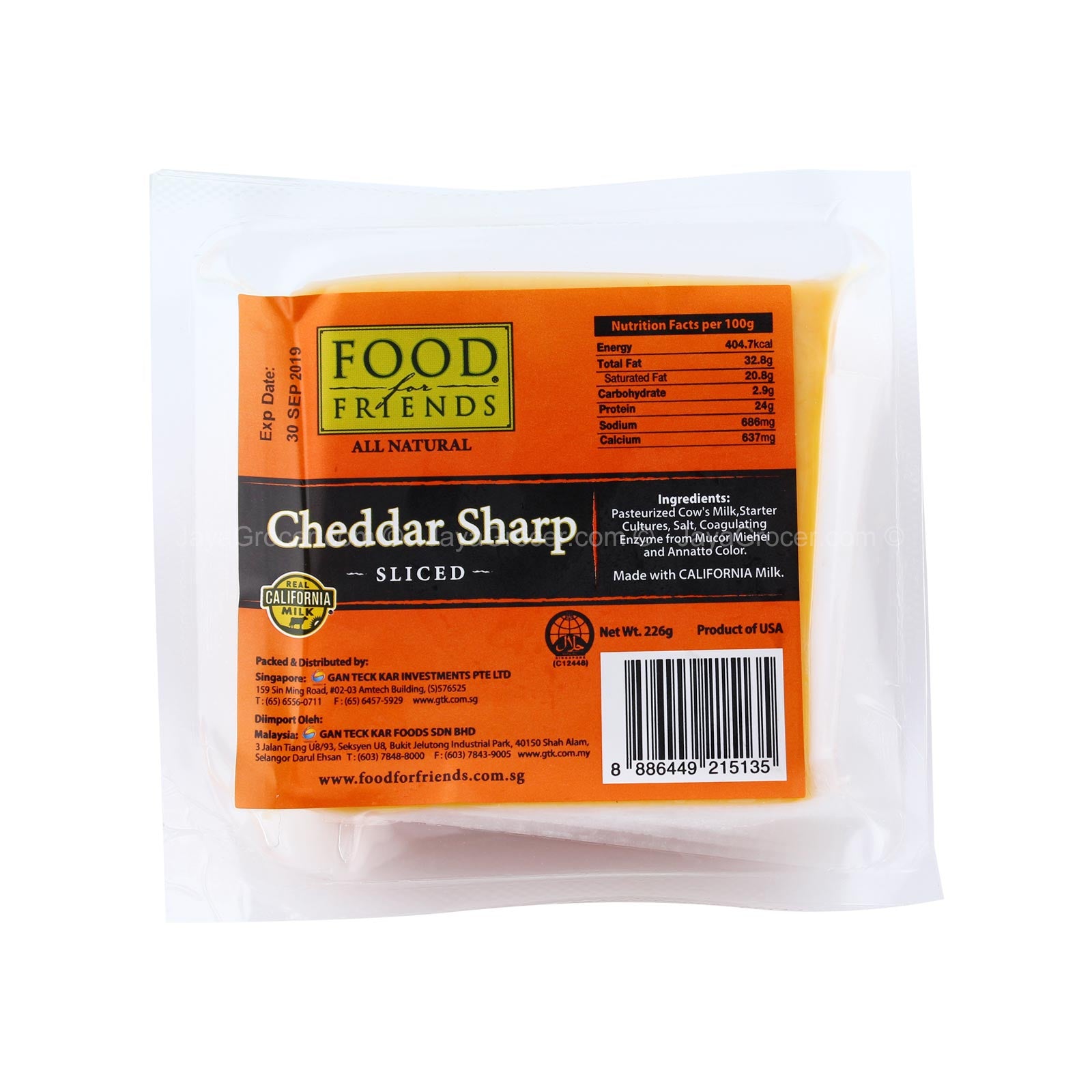Food For Friends Cheddar Sharp Chunk Cheese 226g – Jaya Grocer | The ...